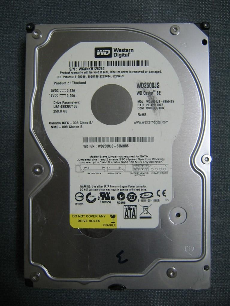 抜き取りましたHDD - WESTERN DIGITAL WD2500JS-63MHB5 250GB SATA300のレビュー | ジグソー ...