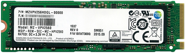 M.2コネクタのPCIe対応のSSD - SAMSUNG SM951-NVMe M.2 PCIe 256GB MZVPV256HDGLの ...