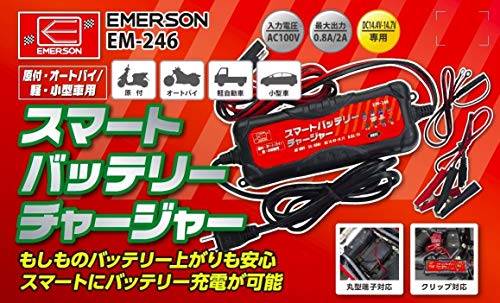 オートサロンで500円で買ってきた - エマーソン バッテリー充電器 スマートバッテリーチャージャーEM-246 原付~軽&コンパクト車用 ...